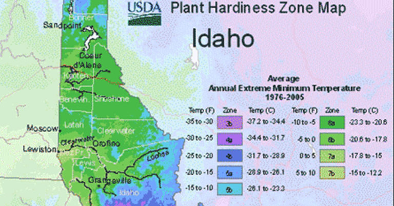 USDA Hardiness Zone Map For Idaho - The Garden Magazine
