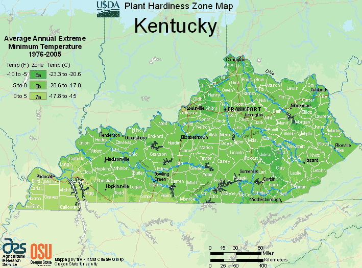 USDA Hardiness Zone Map For Kentucky - The Garden Magazine