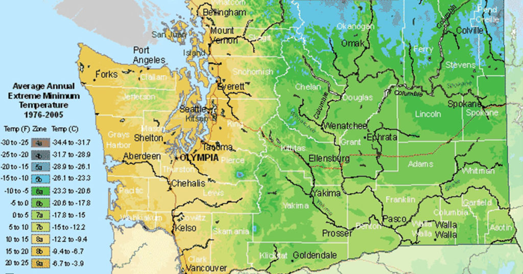 USDA Hardiness Zone Map For Washington - The Garden Magazine
