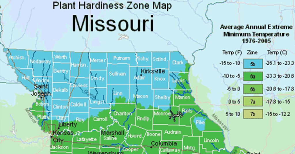 USDA Hardiness Zone Map For Missouri - The Garden Magazine