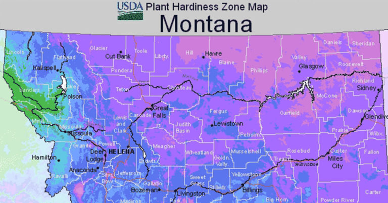 USDA Hardiness Zone Map For Montana - The Garden Magazine