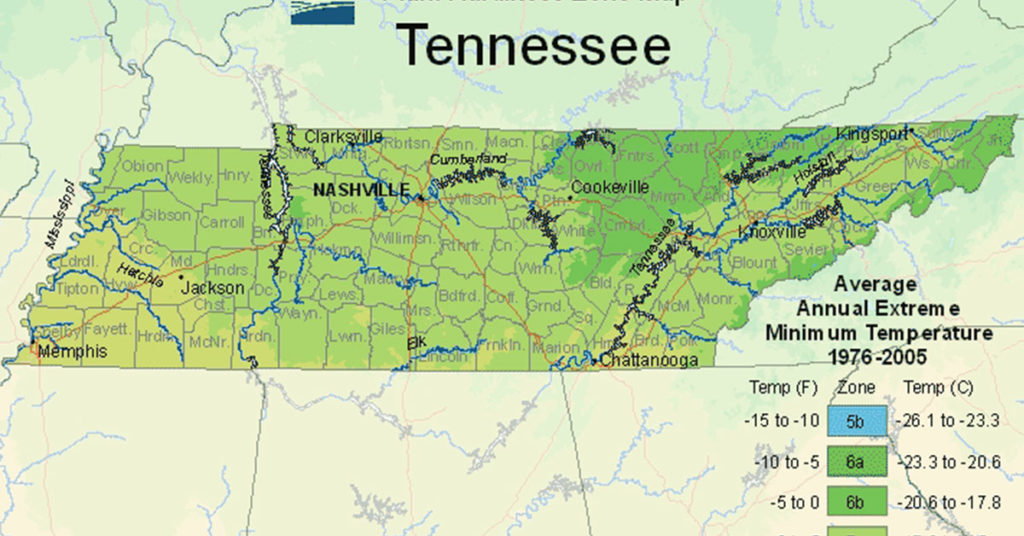 USDA Hardiness Zone Map For Tennessee - The Garden Magazine