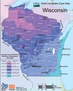 USDA Hardiness Zone Map For Wisconsin - The Garden Magazine